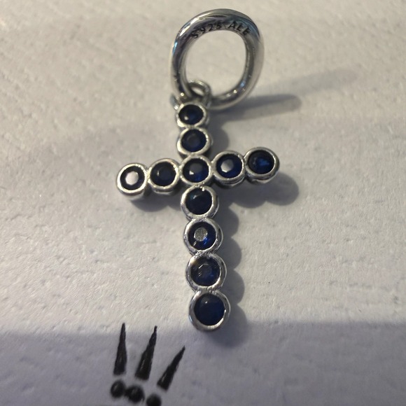 Pandora | Jewelry | Authentic Pandora Navy Crystal Cz Silver Cross ...